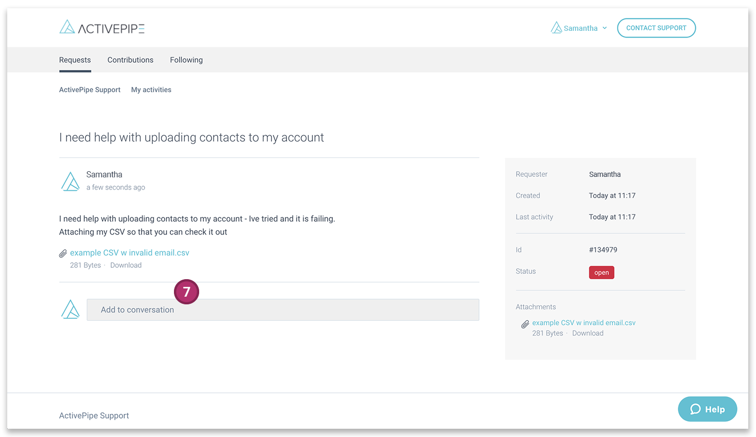 Tracking your support requests – ActivePipe
