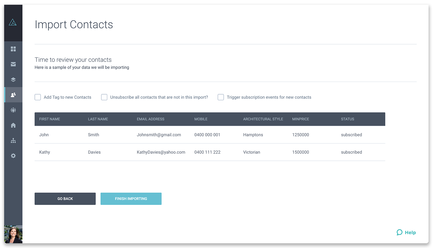 Upload contacts using a CSV file – ActivePipe