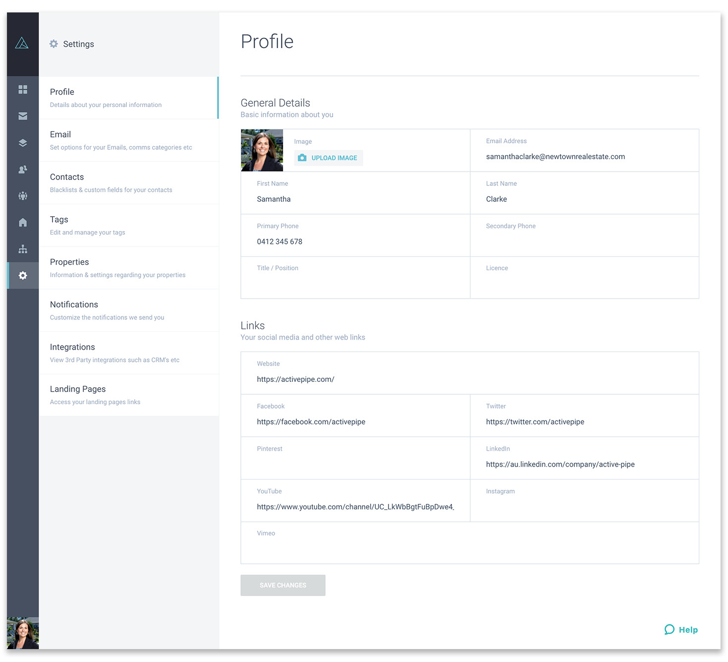 Self manage your account through the Settings menu - User level – ActivePipe