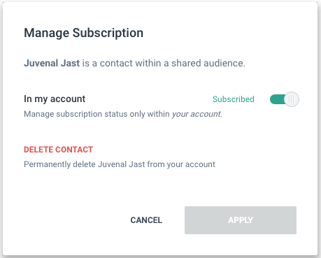 Unsubscribe a contact from a shared audience – ActivePipe