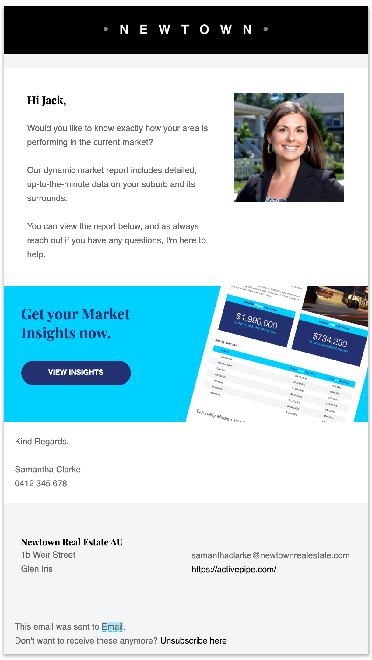 Use the Market Insights landing page in an email campaign – ActivePipe
